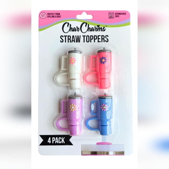 Char Charms | Kitchen | Nwt Char Charms 4 Pack Tumbler Straw Toppers ...